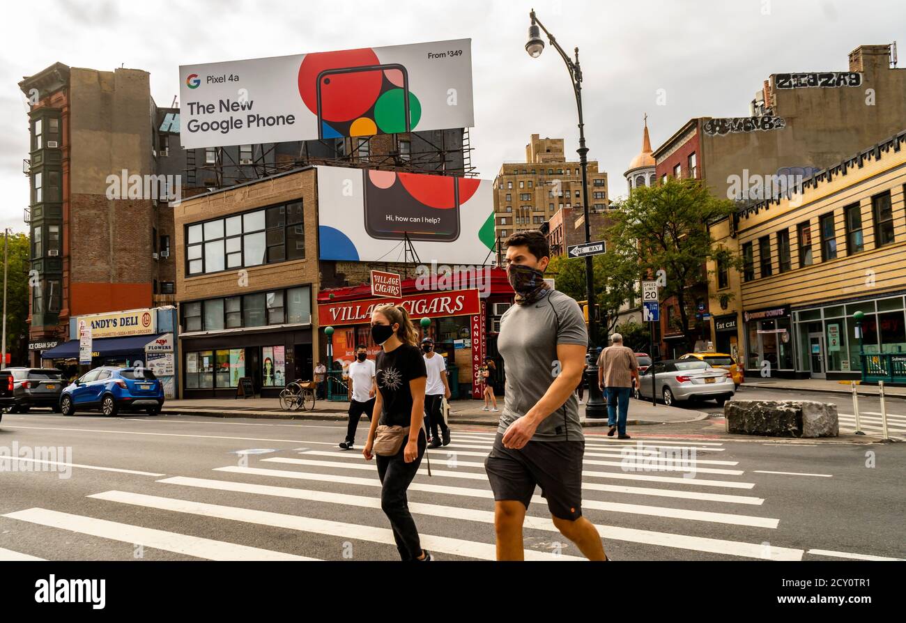 Advertising billboards for Google’s Pixel 4a smartphone in Greenwich ...