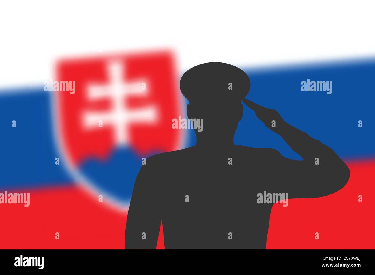 Solder silhouette on blur background with Slovakia flag Stock Vector ...