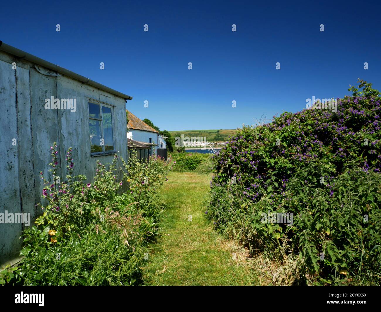 Buildings, St George's or Looe Island, Cornwall Stock Photo - Alamy