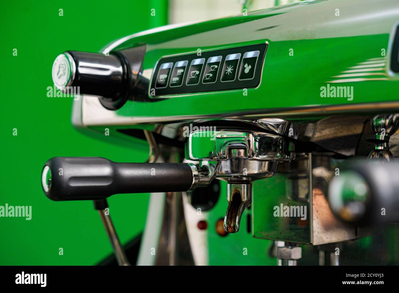 Professional coffee machine in coffee shop close up Stock Photo - Alamy