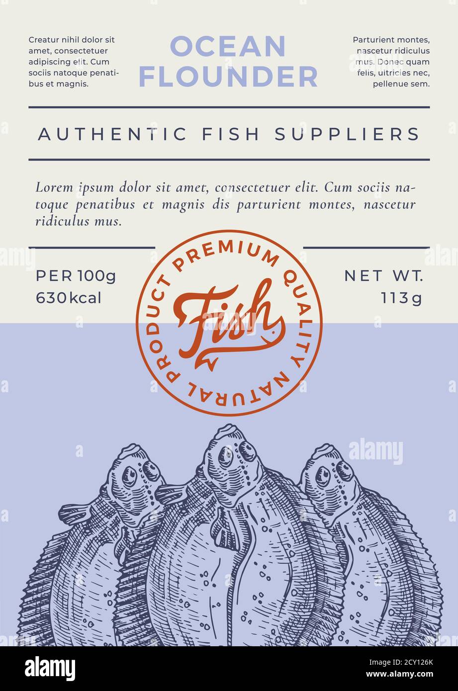 Ocean Fish Abstract Vector Packaging Design or Label. Modern Typography ...