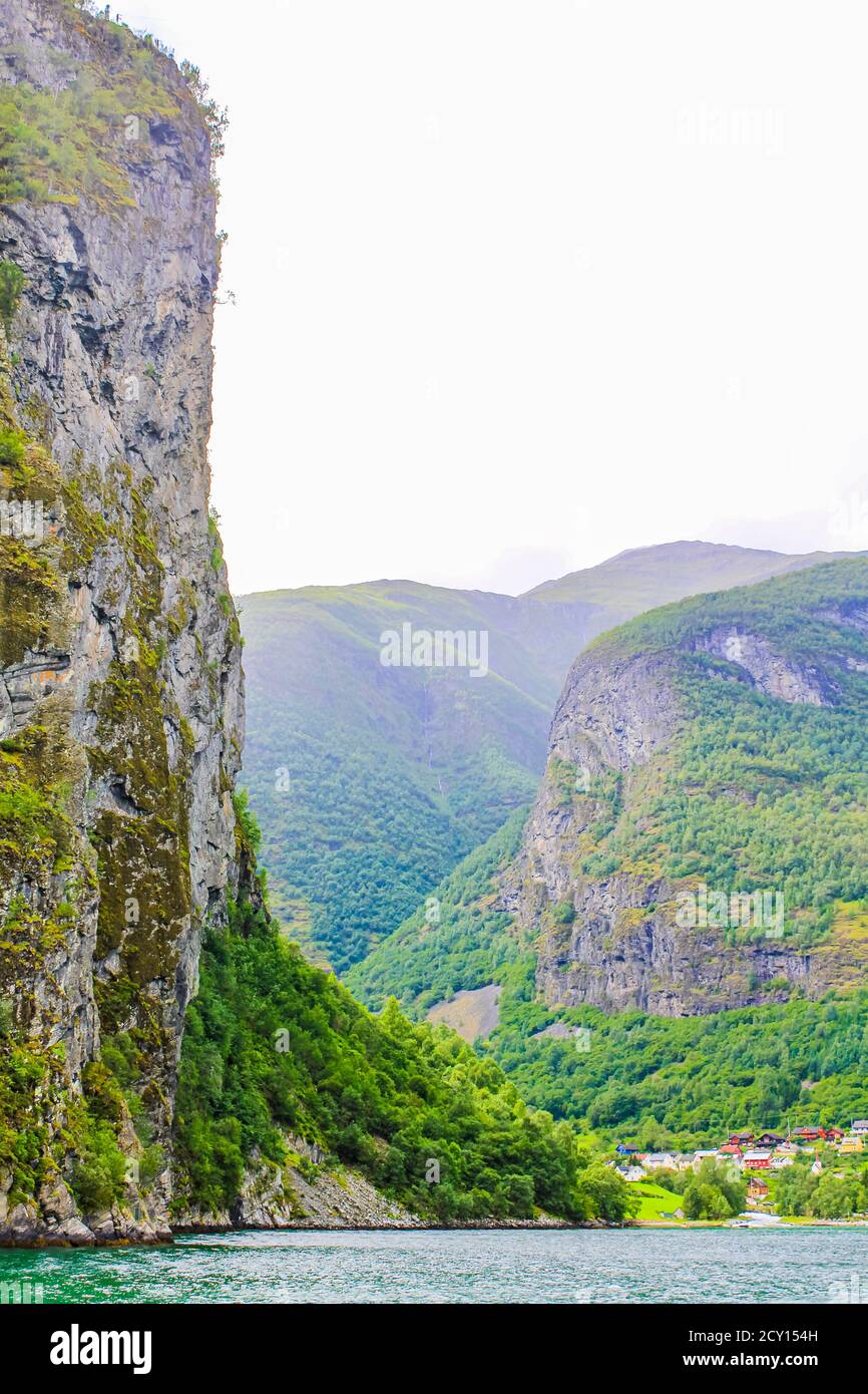 Norwegian beautiful mountain and fjord landscape in Aurlandsfjord ...