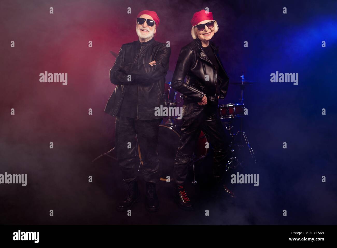 Photo of two retired energetic lady man rock legend group all life on ...