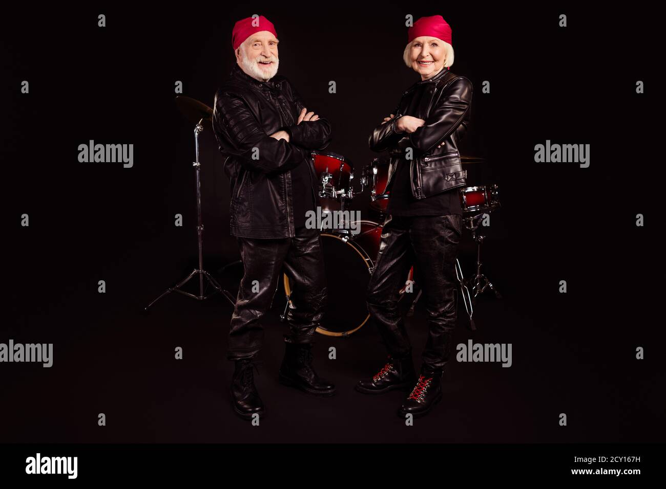 Full size photo of two pensioners cool aged lady man rock group ...