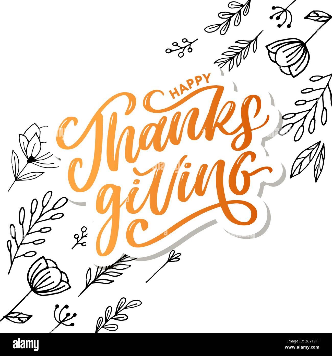 happy thanksgiving lettering calligraphy text brush vector Stock Vector Image & Art - Alamy