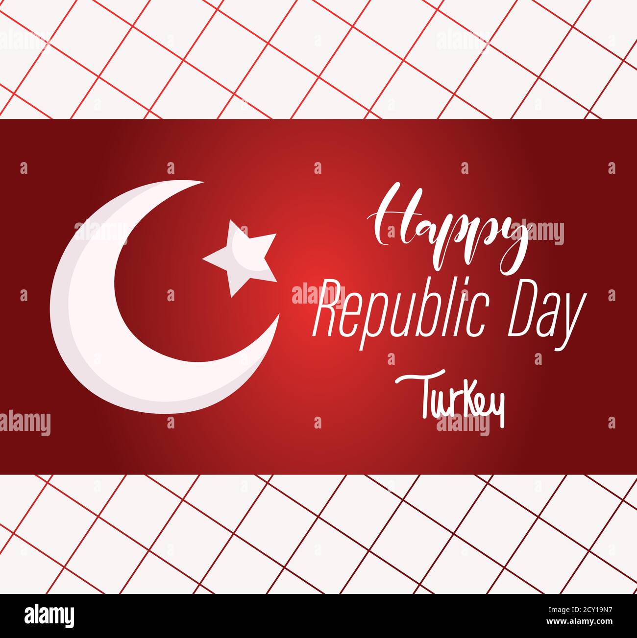 turkey republic day, bright flag message on grid background vector ...