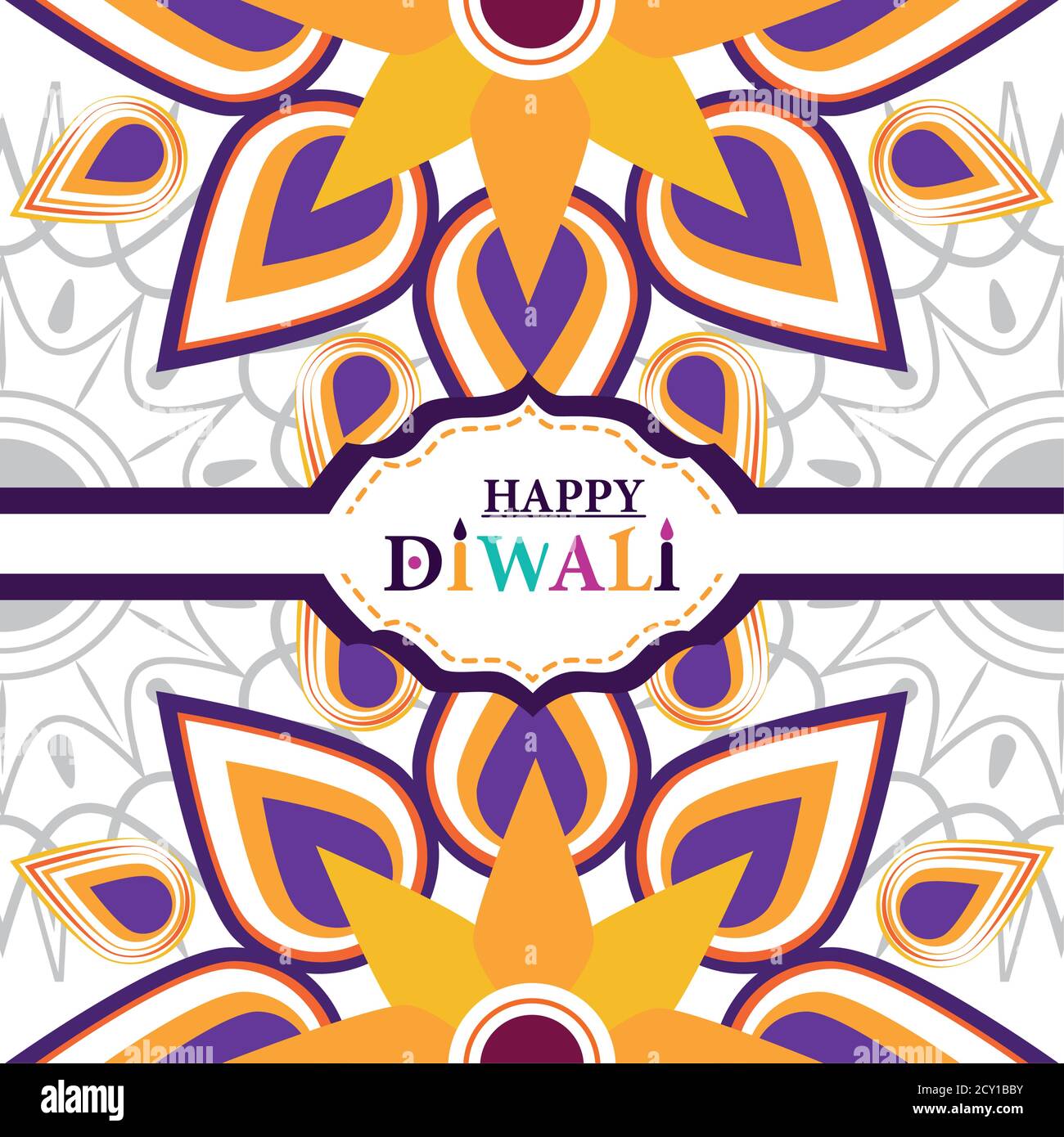 happy diwali festival, hand lettering, indian ornament mandala ...