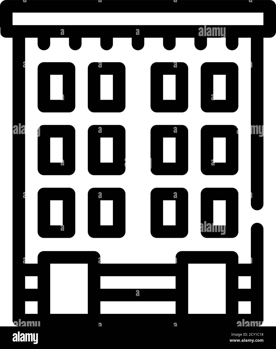 apartment building line icon vector black illustration Stock Vector ...