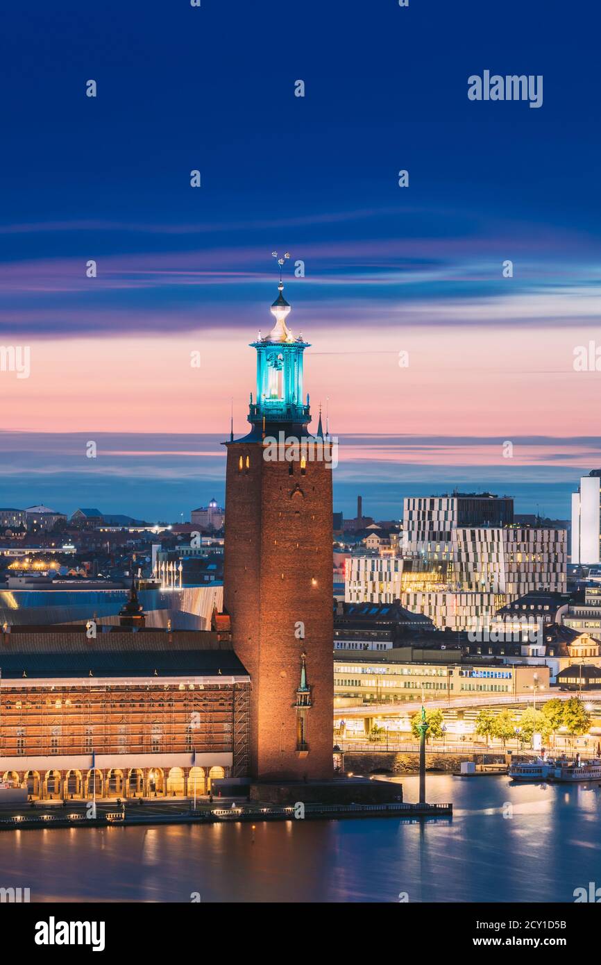 Stockholm, Sweden. Close View Of Famous Tower Of Stockholm City Hall ...
