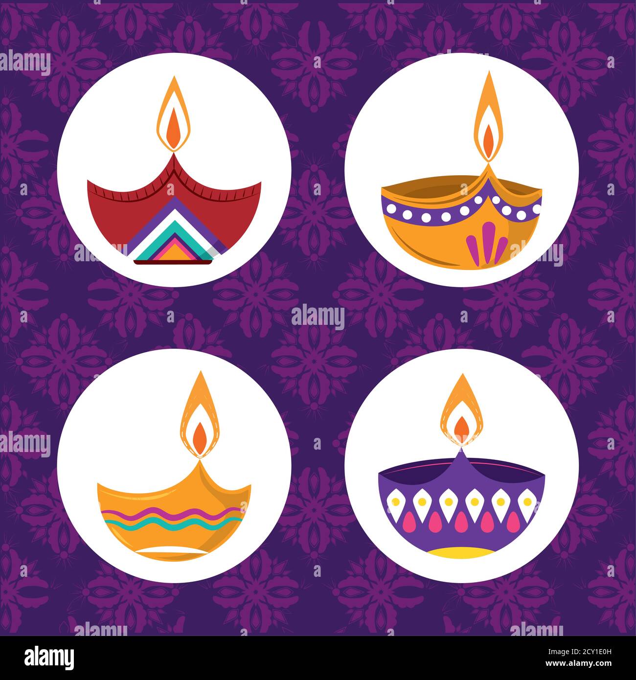 happy diwali festival, collection diya lamps candles light glowing ...