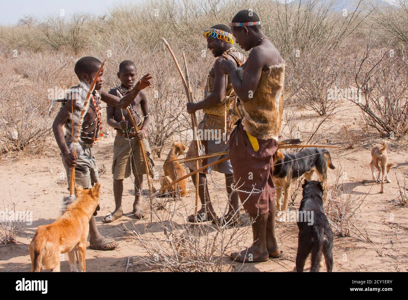 A group of hunters,The Hadza, or Hadzabe - are an indigenous ethnic ...