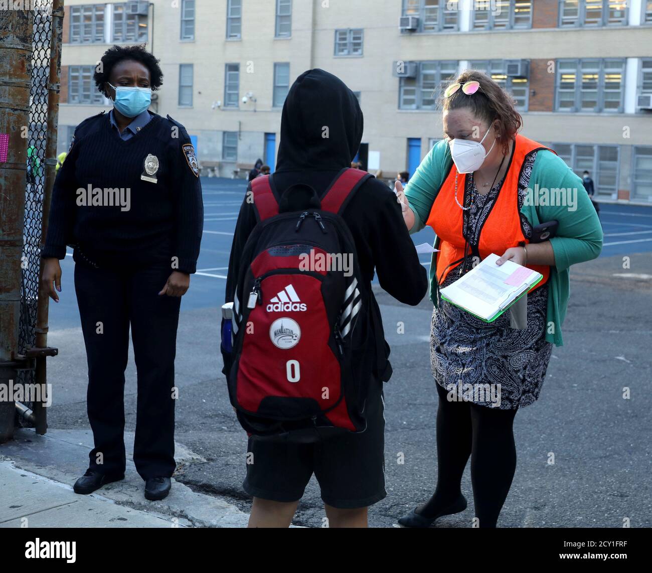 New York, New York, USA. 1st Oct, 2020. Sixth graders from Robert F ...