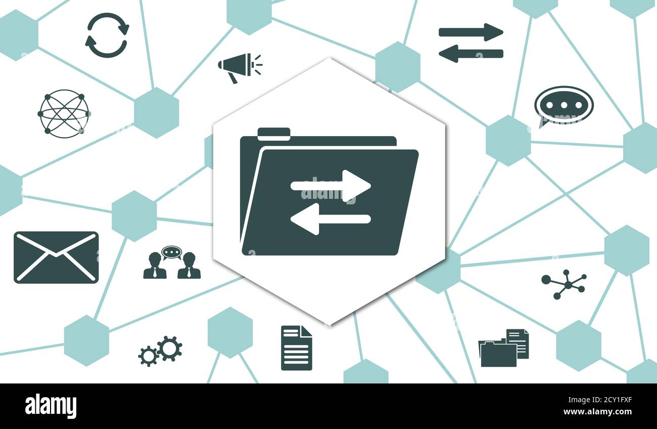 Concept of data exchange with connected icons Stock Photo - Alamy