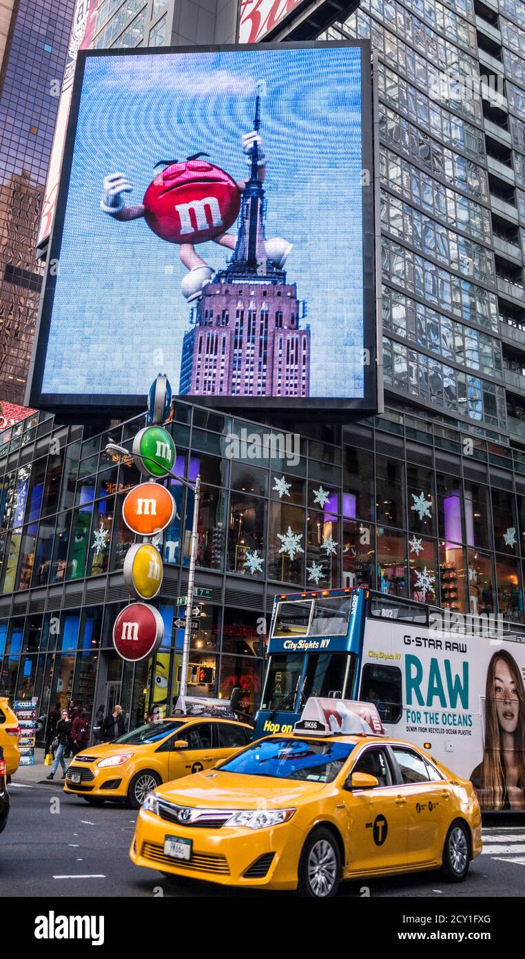 New York, New York - Nov 4, 2014 Broadway animated billboard for M-and ...