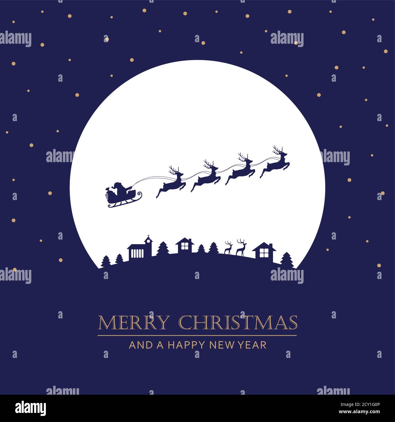 christmas winter banner with santa sleigh and reindeer vector ...