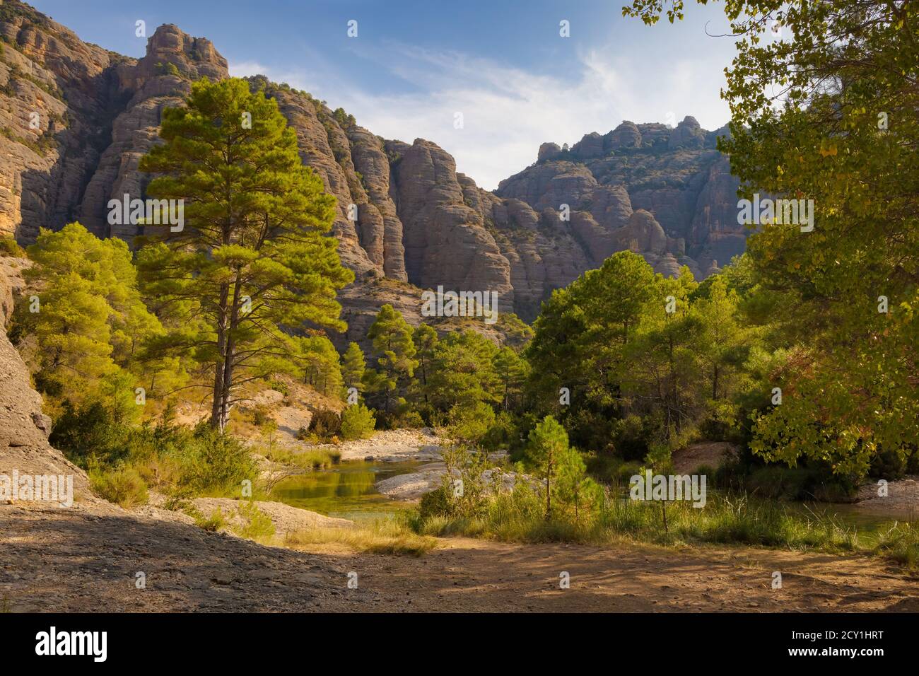 View of the Beseit mountains from the Beltrol caves on the Pesquera in ...