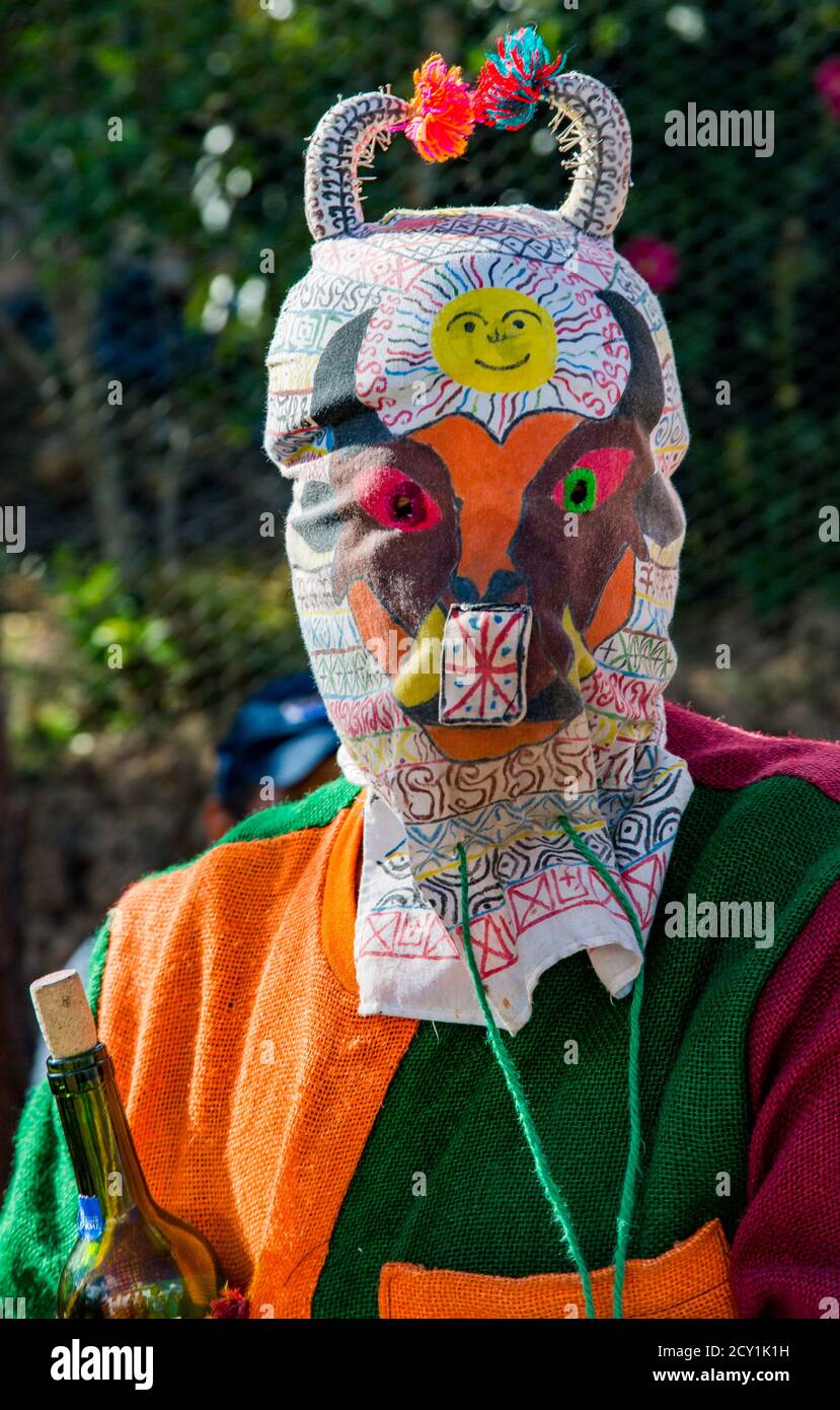 Saraguro, Ecuador - December 23, 2017 - Man wears traditional devil ...