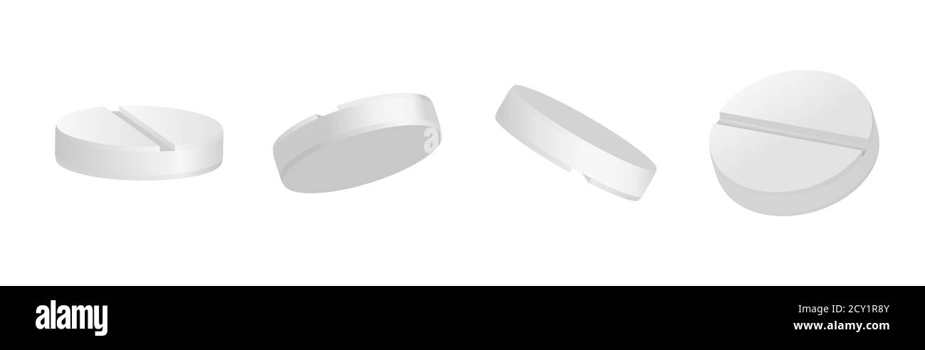 Falling tablet. Round realistic pill. Medicine tablets vitamins and ...