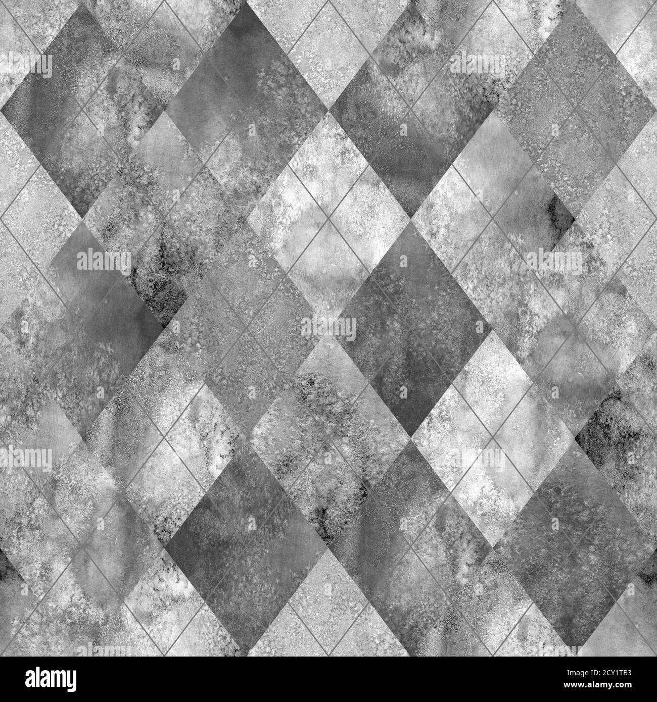 Argyle seamless plaid texture. Watercolor hand drawn black gray white ...