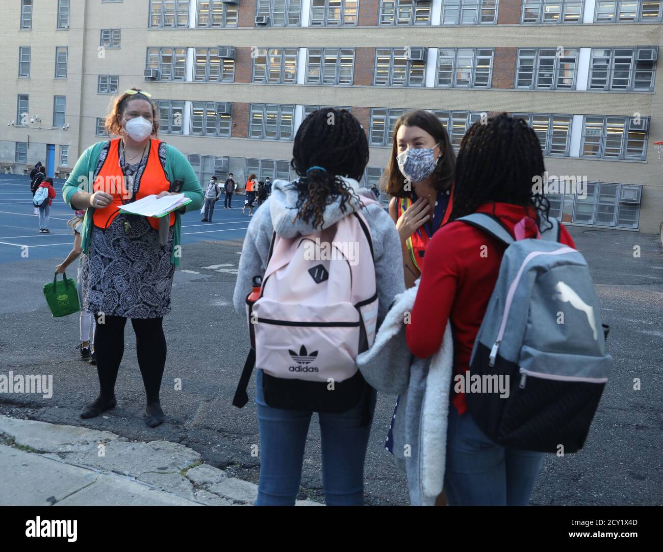New York, New York, USA. 1st Oct, 2020. Sixth graders from Robert F ...