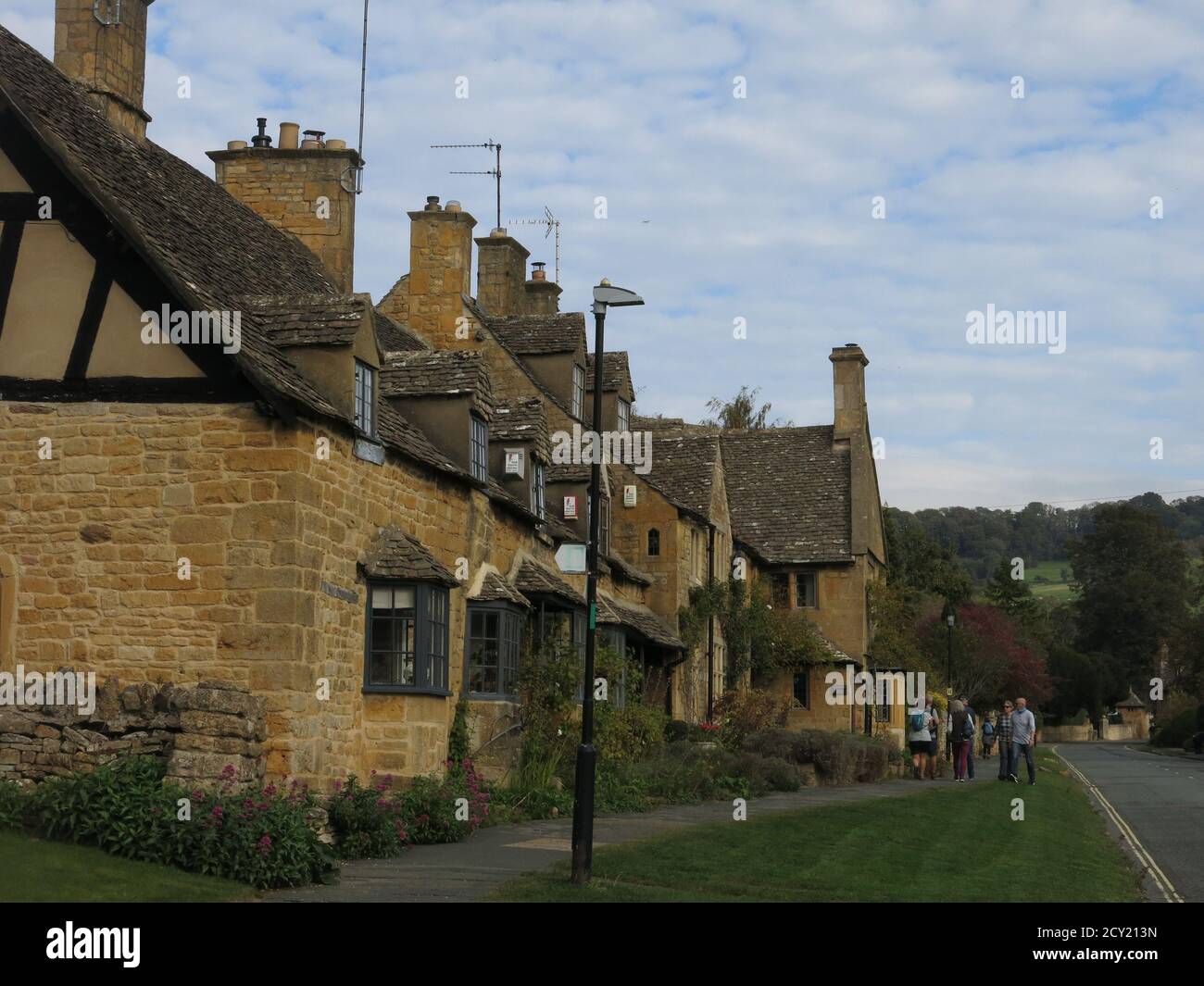 View along the High Street in Broadway, where the honey-coloured stone ...