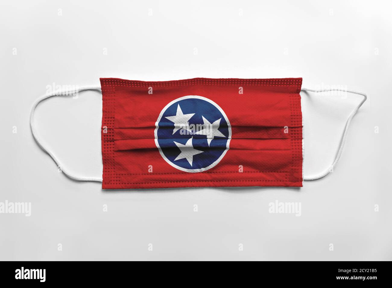 Face mask with Tennessee flag printed, on white background, isolated ...