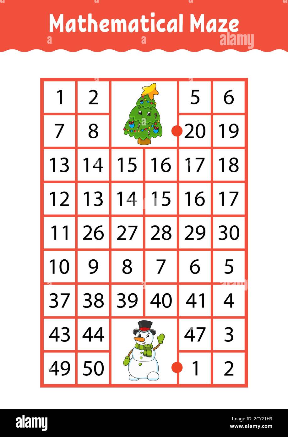 Mathematical rectangle maze. Game for kids. Number labyrinth. Education ...