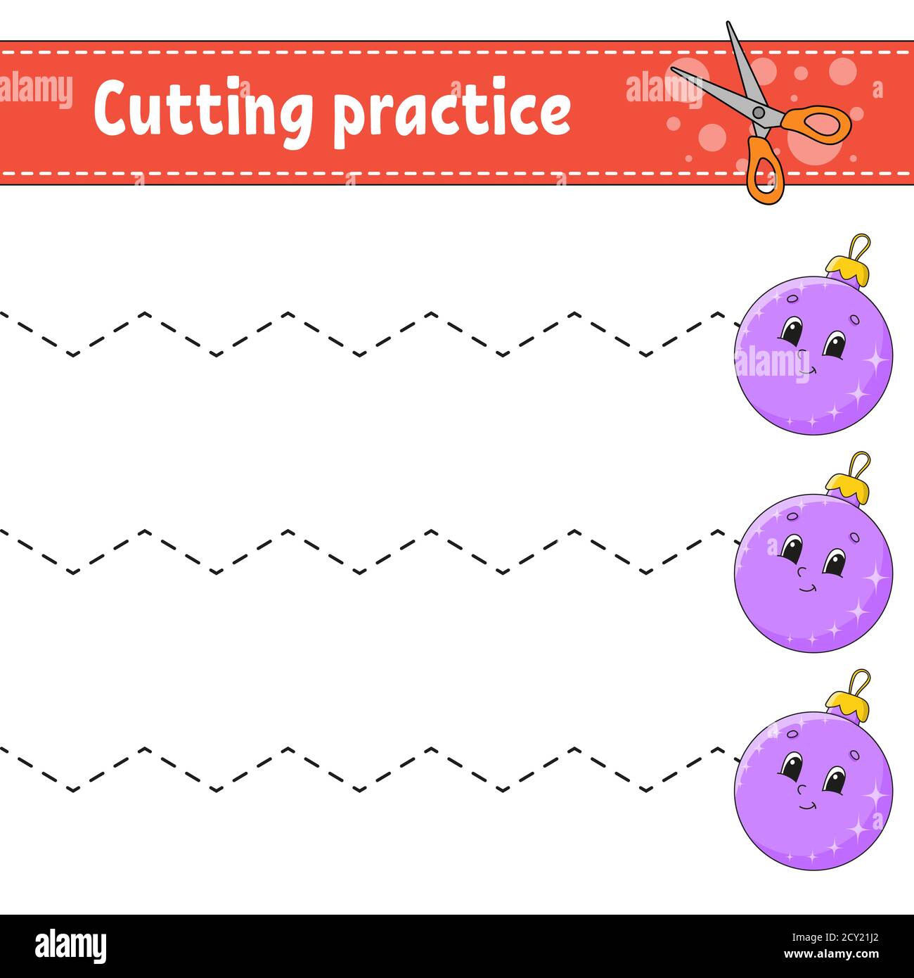 Cutting practice for kids. Education developing worksheet. Activity ...
