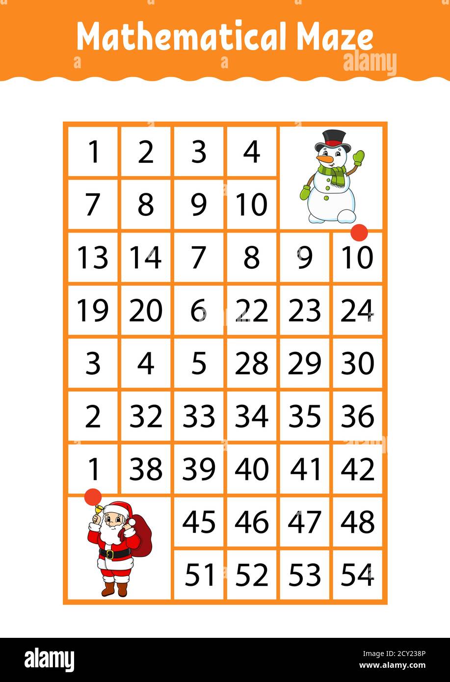 Mathematical rectangle maze. Game for kids. Number labyrinth. Education ...