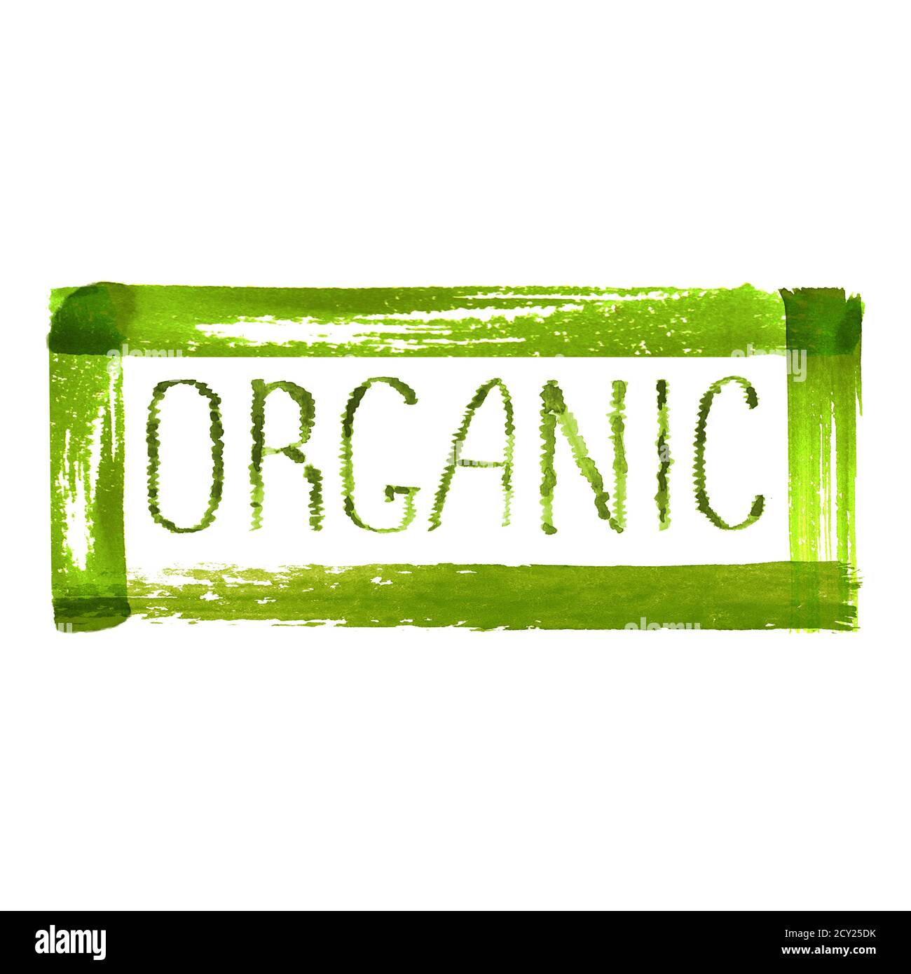 Organic product logo design. Green watercolor hand drawn sign label ...