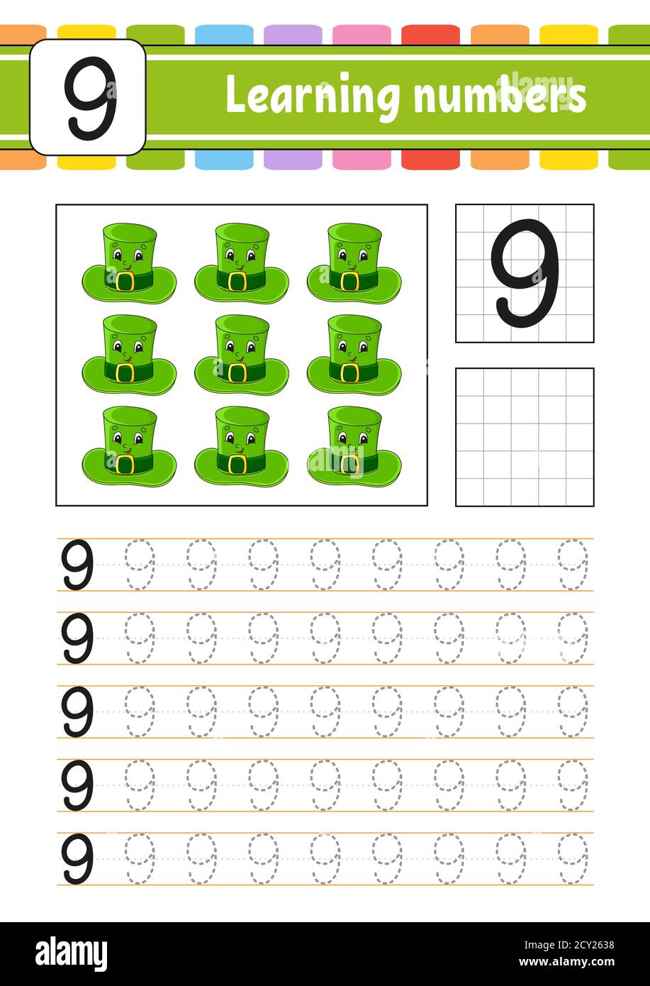 Trace and write numbers. Handwriting practice. Learning numbers for ...