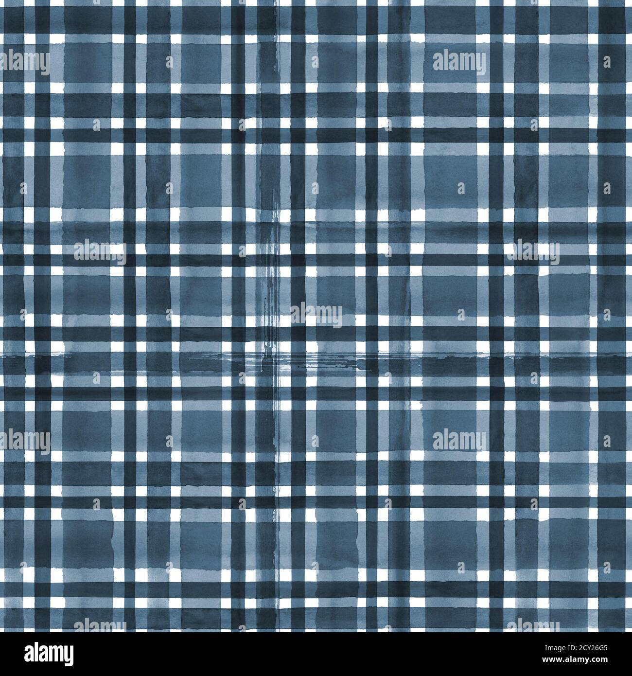 Watercolor deep blue stripe plaid seamless pattern background ...
