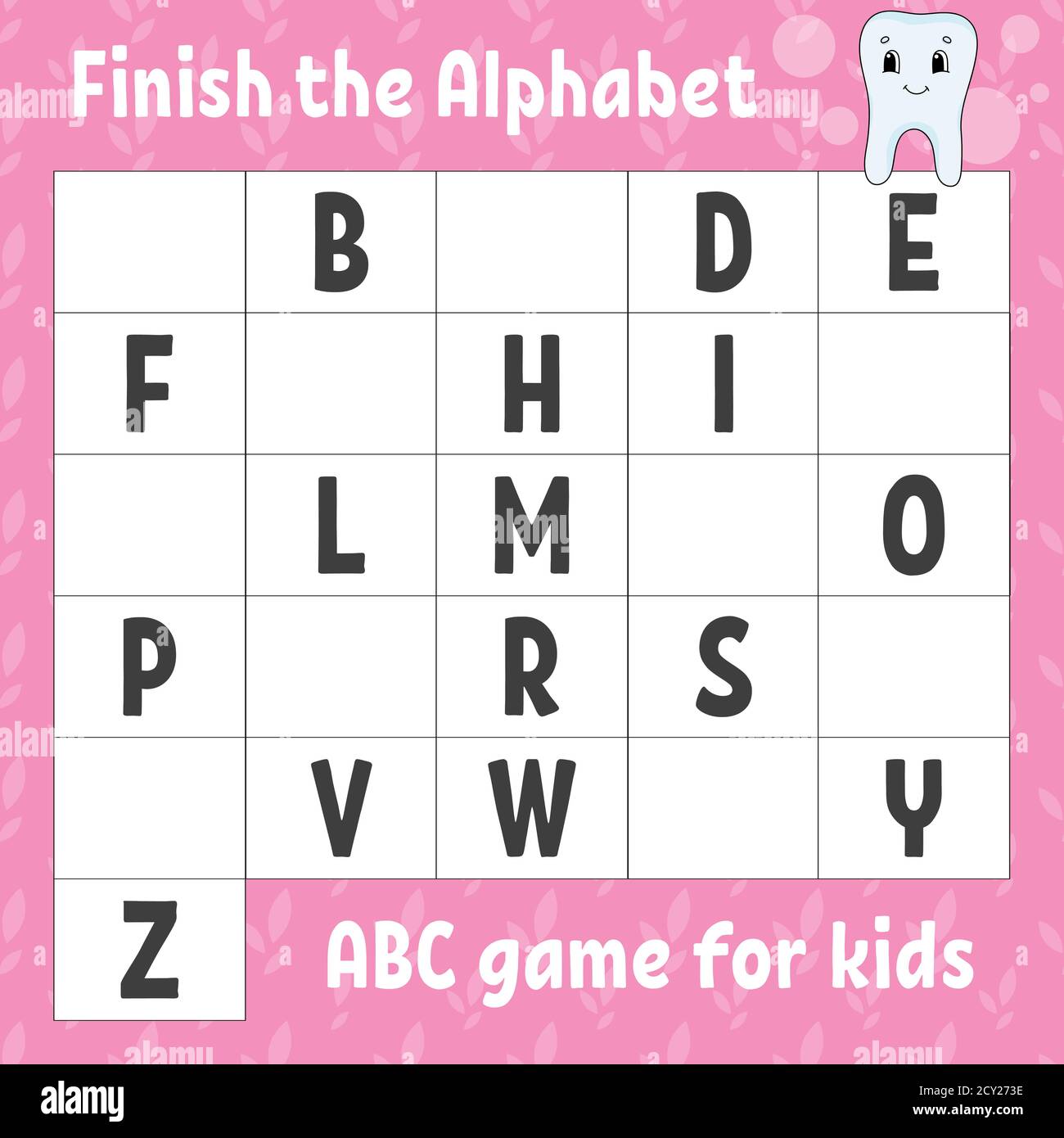 Finish the alphabet. ABC game for kids. Education developing worksheet ...