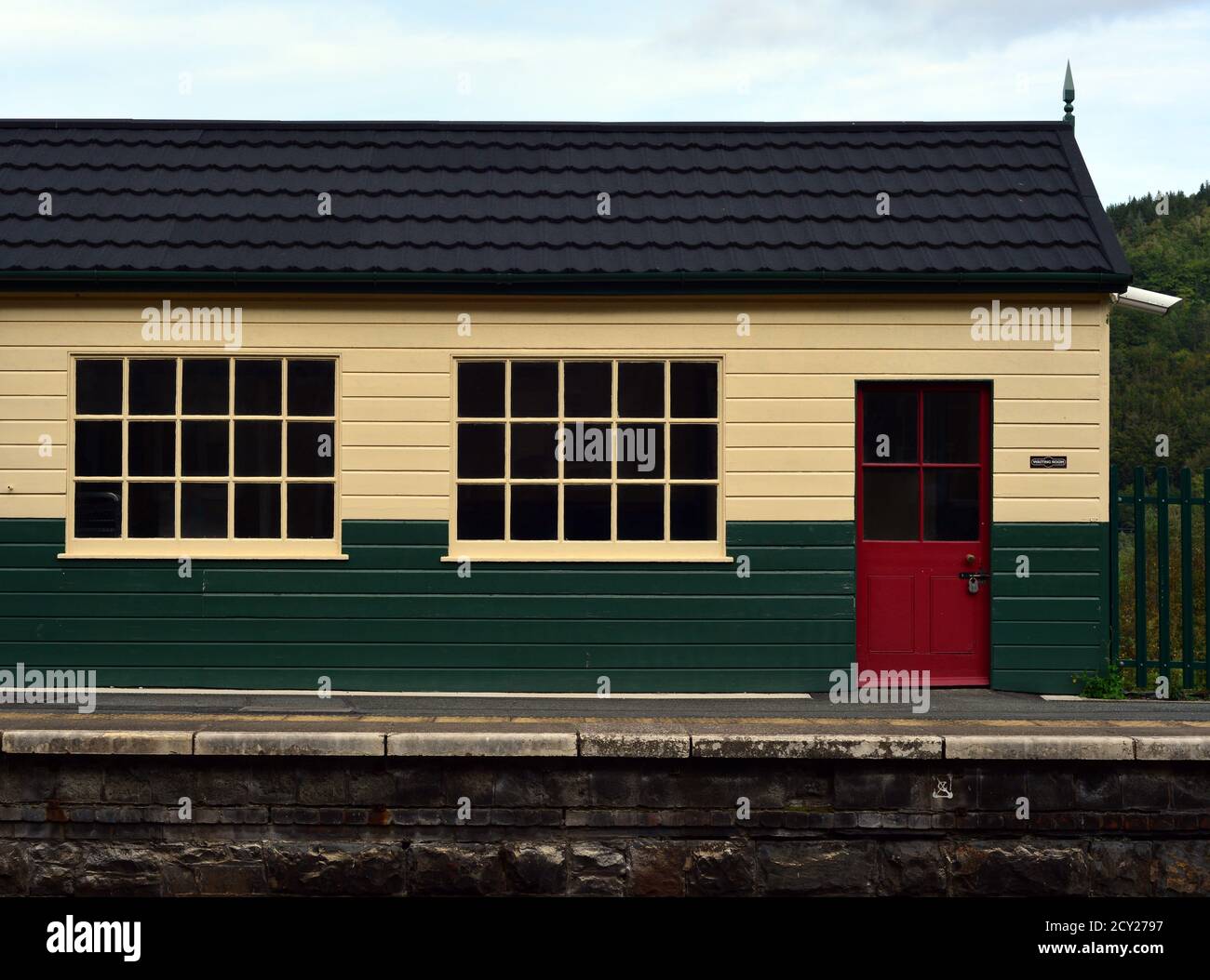 Refurbished waiting room at Machynlleth railway station, Powys, Wales ...