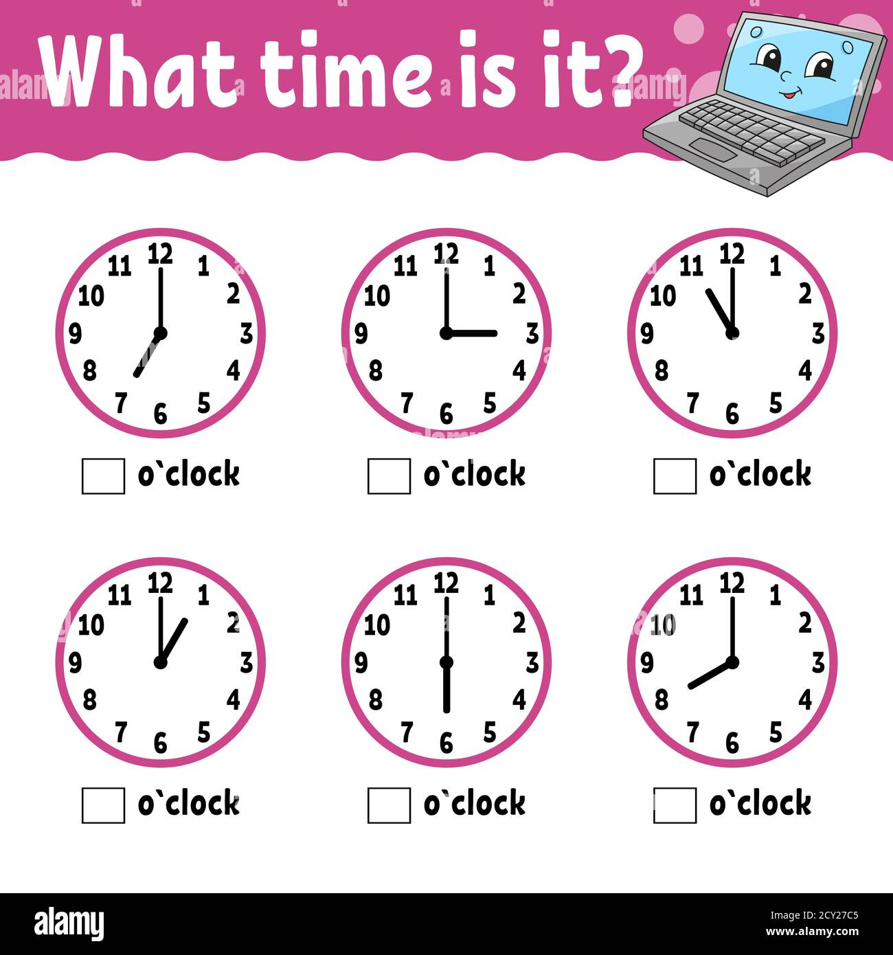 Learning time on the clock. Educational activity worksheet for kids and ...
