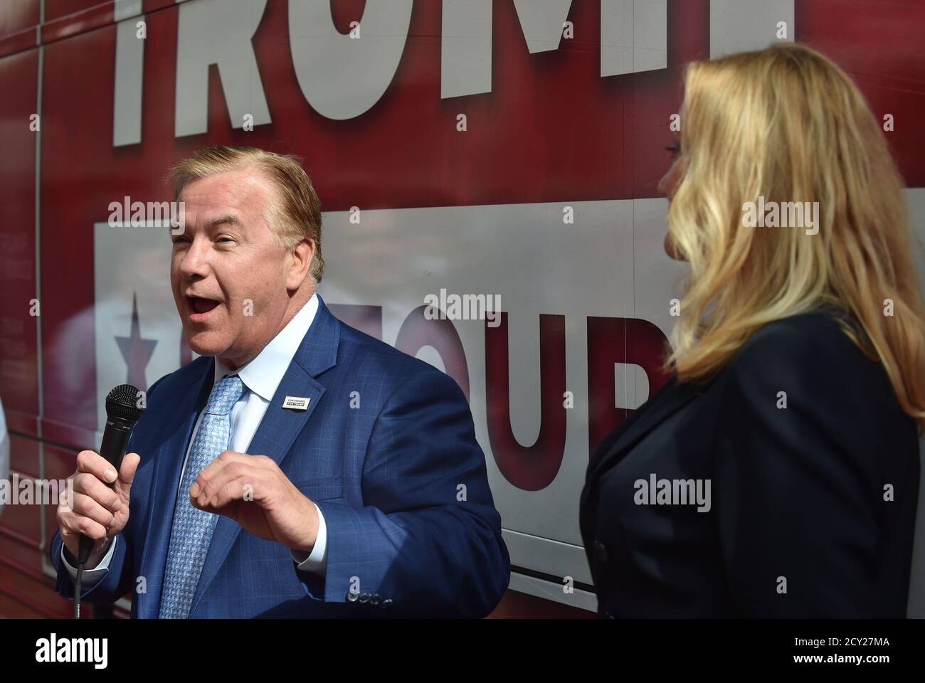 Mark McCloskey and Patricia McCloskey speak outside their “Team Trump ...