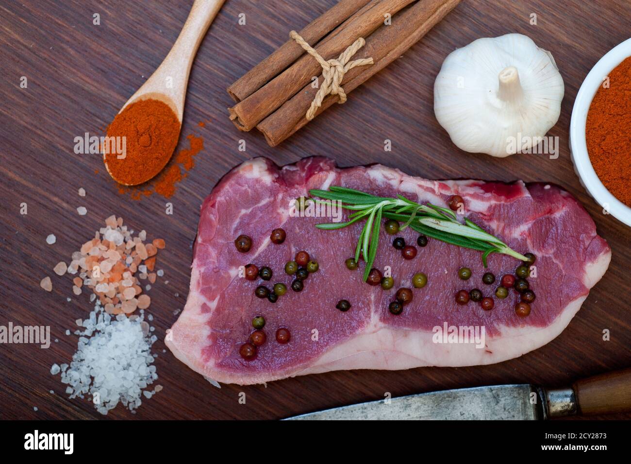 raw uncooked ribeye beef steak Stock Photo - Alamy