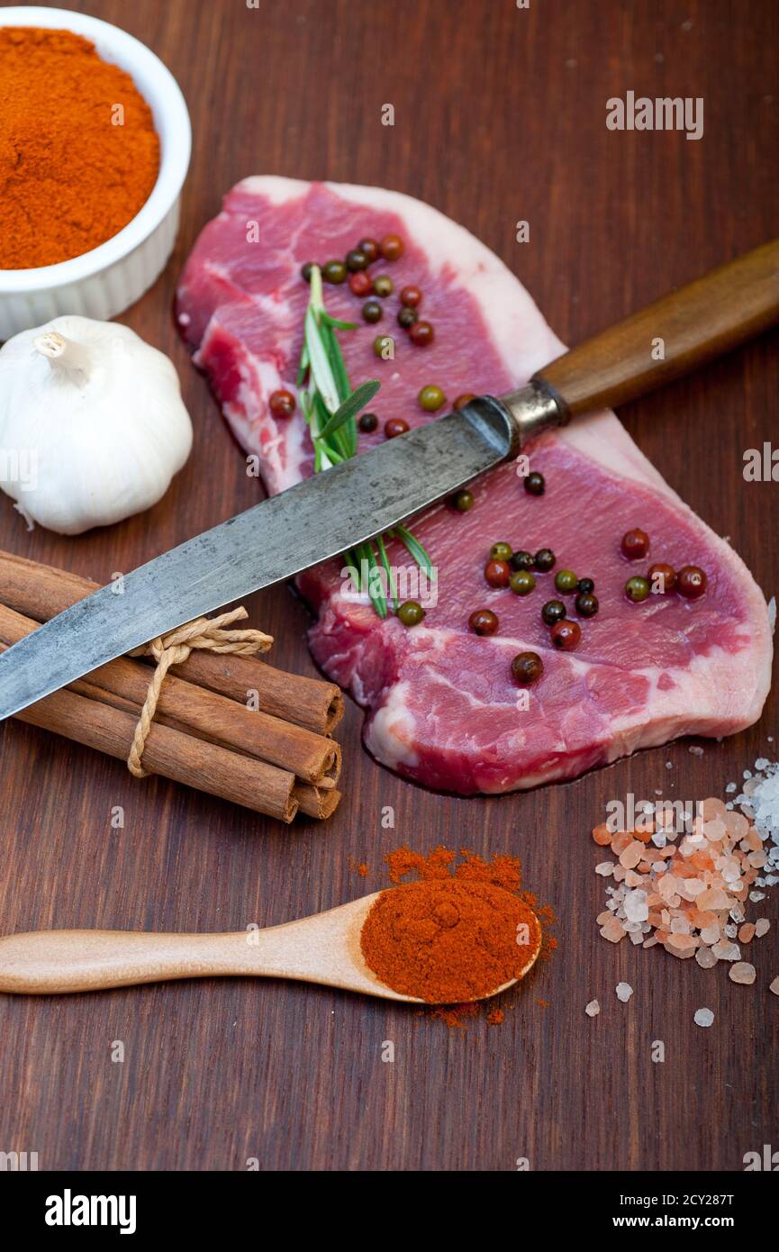 raw uncooked ribeye beef steak Stock Photo - Alamy