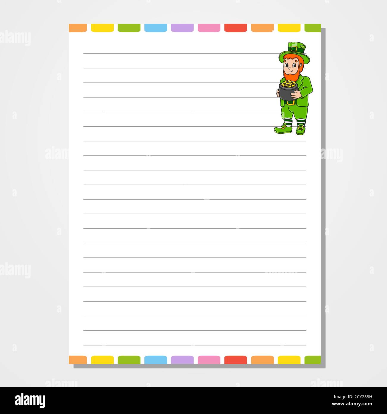 Sheet template for notebook, notepad, diary. Lined paper. Cute ...