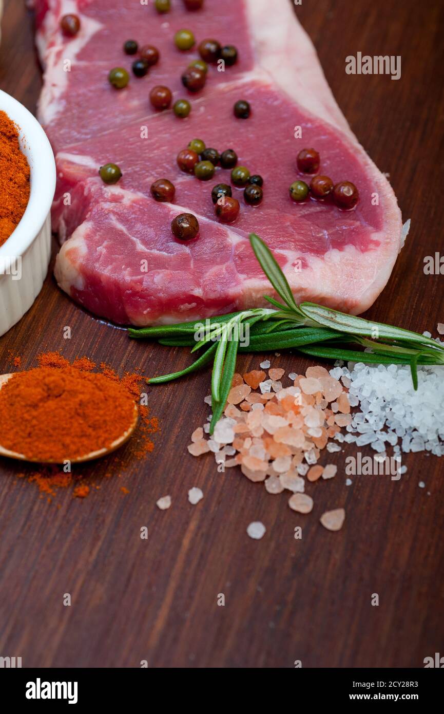 raw uncooked ribeye beef steak Stock Photo - Alamy