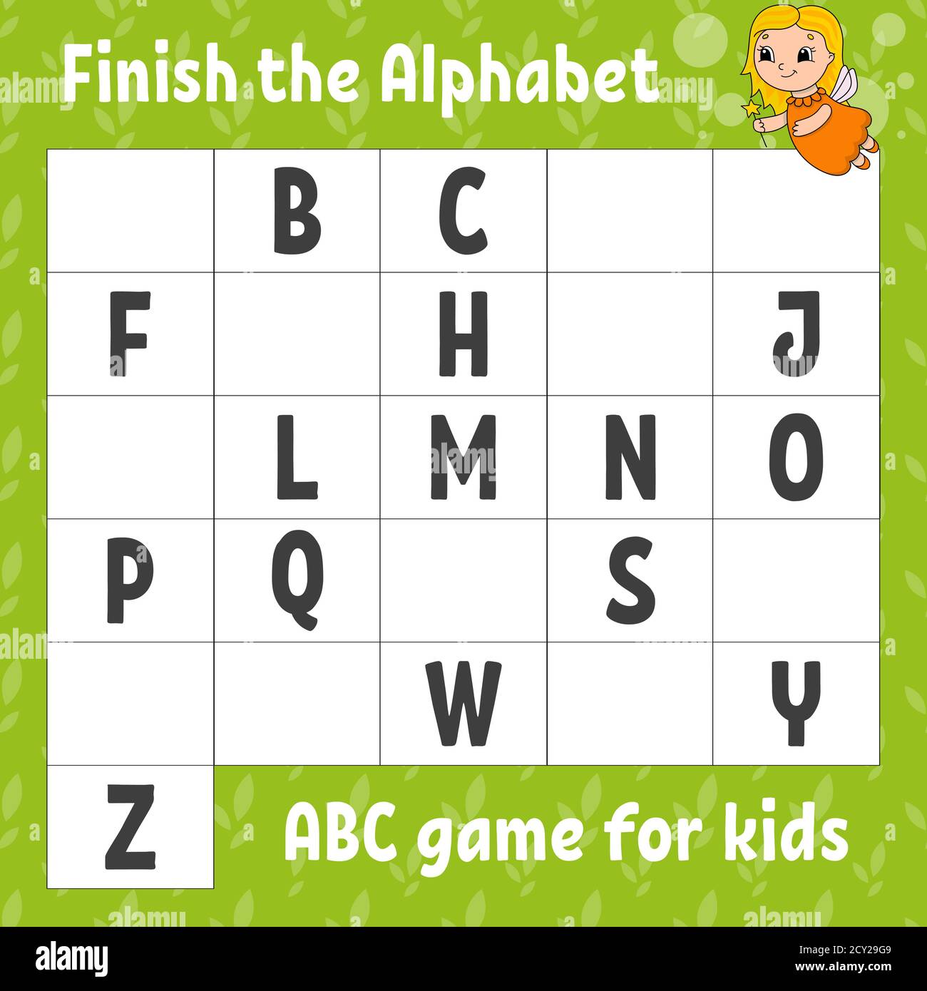Finish the alphabet. ABC game for kids. Education developing worksheet ...