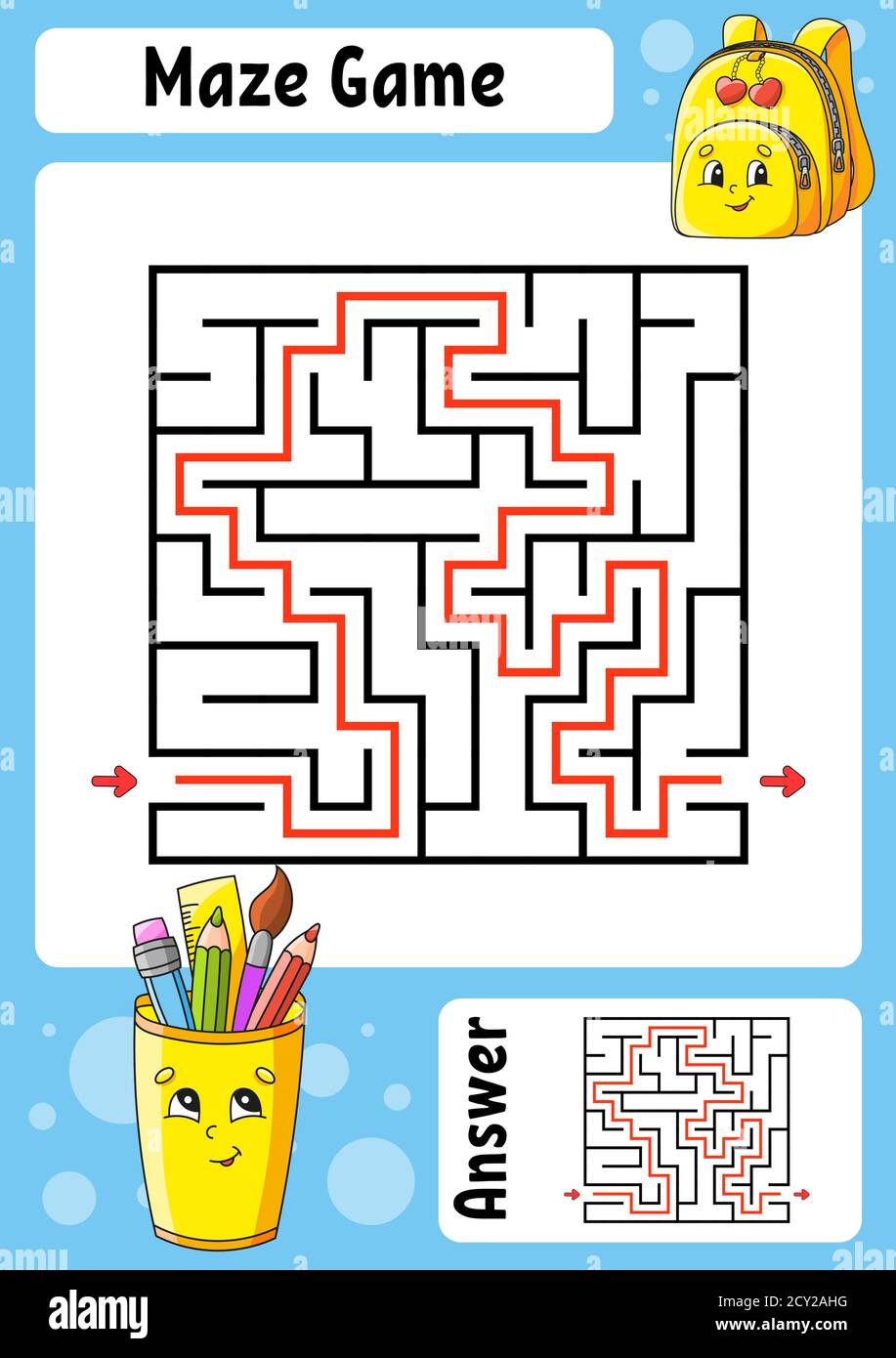 Square maze. Game for kids. Funny labyrinth. Education developing ...