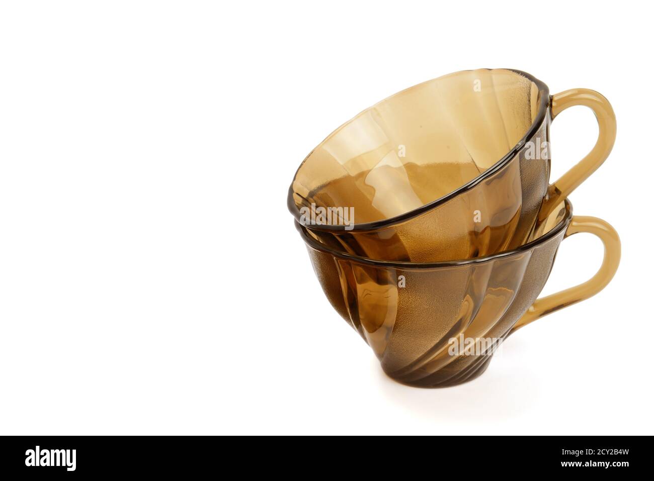 Empty tea cups isolated on white background. Free space for text Stock ...