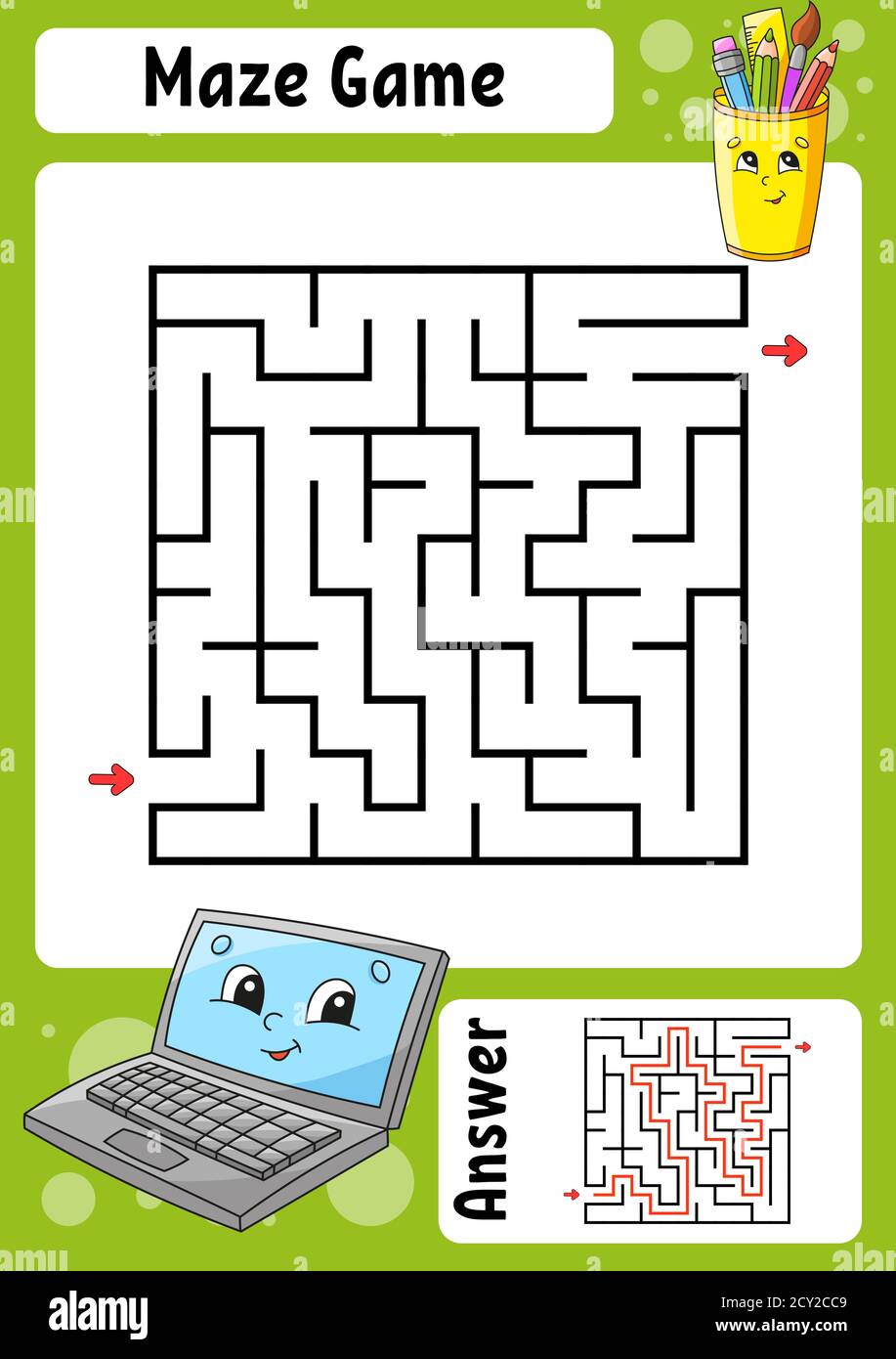 Square maze. Game for kids. Funny labyrinth. Education developing ...