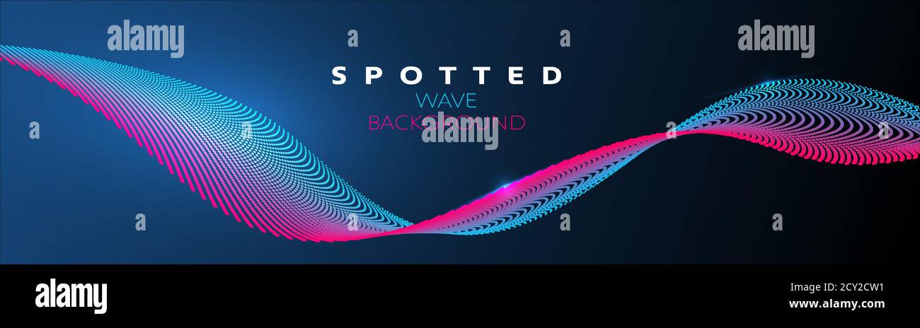 Vector colorful particle wave in blue and violet color on gradient ...