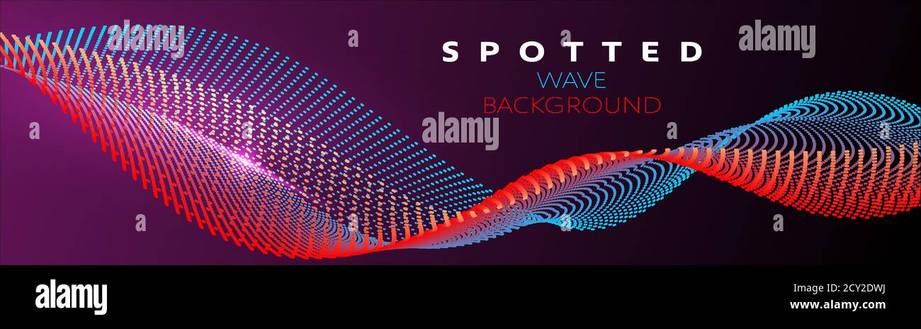 Vector colorful particle wave in blue and red color on gradient ...