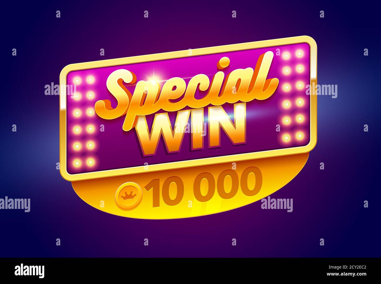 Retro sign with lamp Special Win banner. Vector illustration design ...