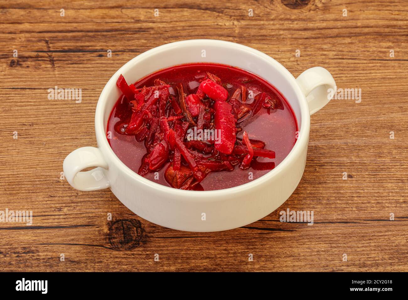 Russian traditional Borsch soup with cabbage and beef Stock Photo - Alamy