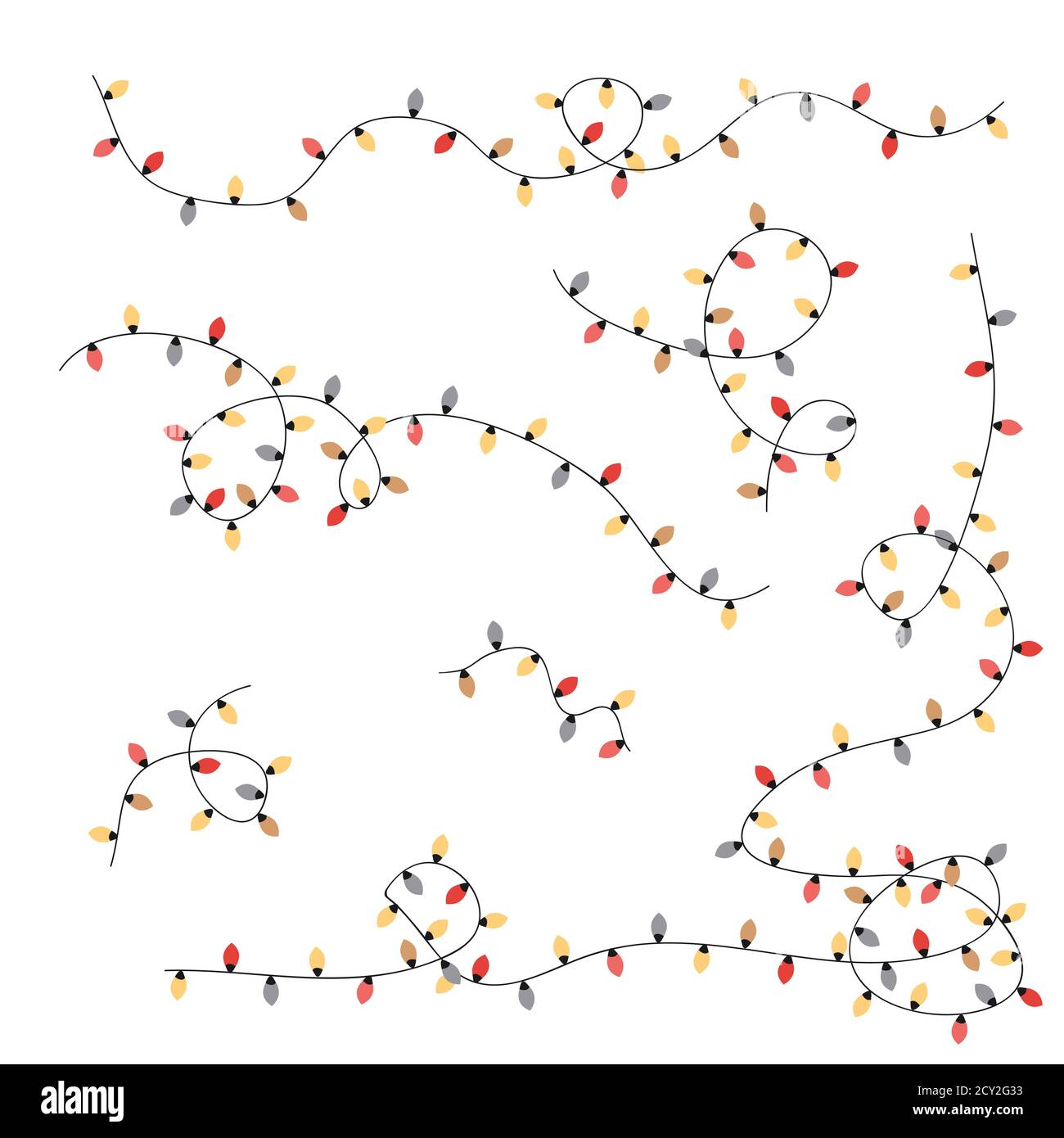 Christmas colorful lights string set in simple style isolated on white ...