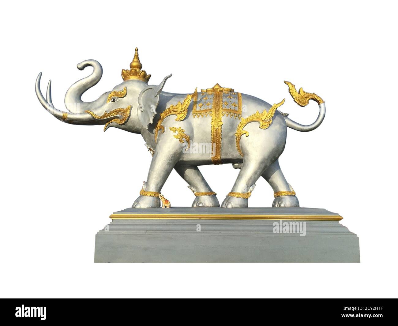 Elephant statue, isolated on white background, Public in thailand ...